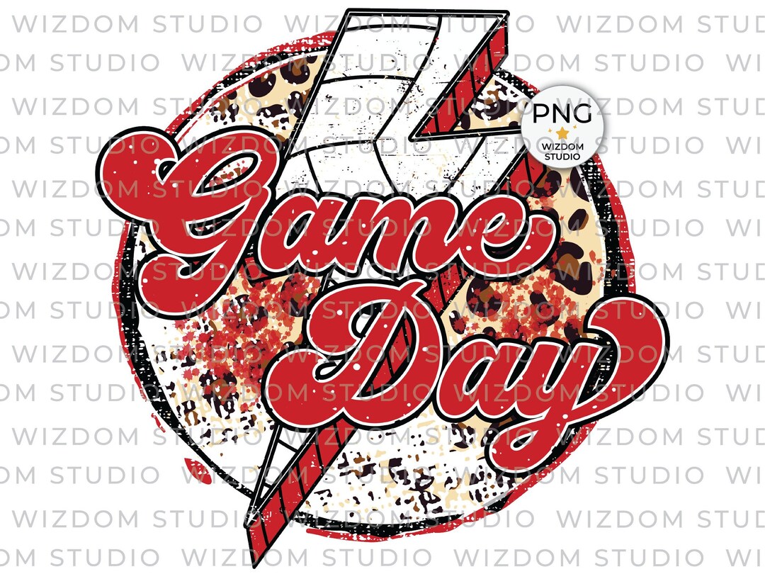 Game Day Volleyball PNG Image, Volleyball Lightning Bolt Red Design ...