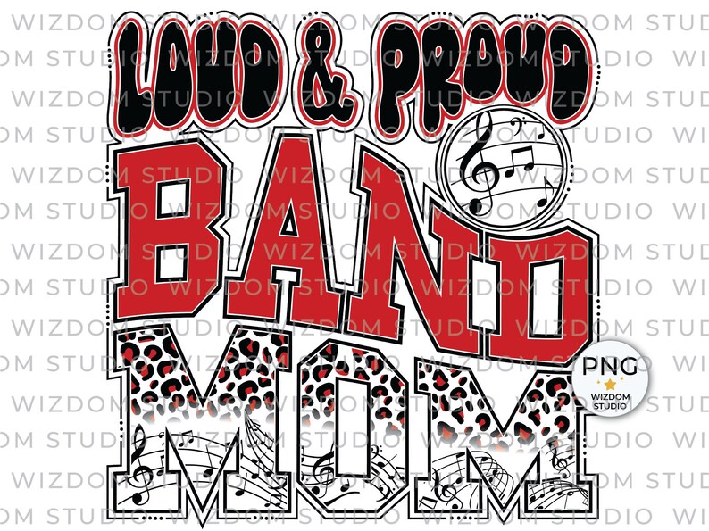 Band Mom PNG Image, Leopard Marching Band Red Design, Sublimation ...