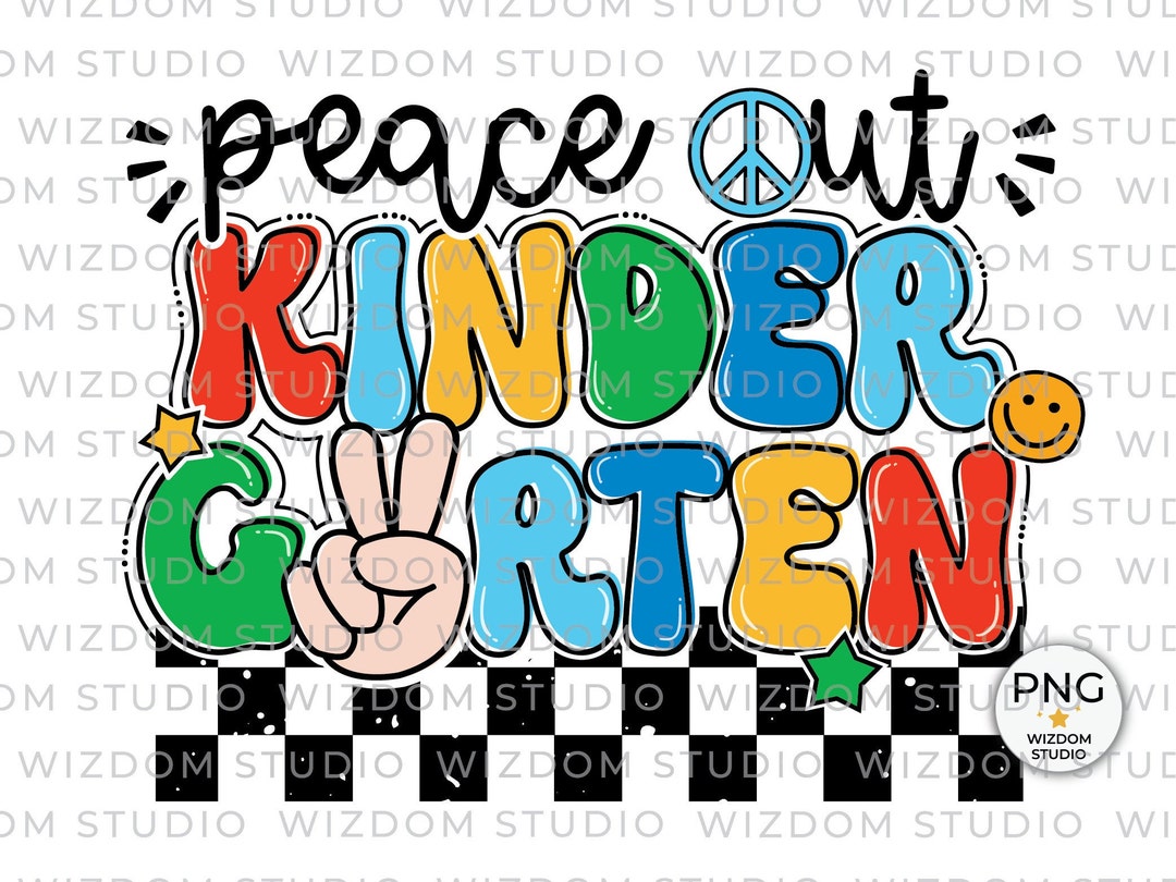 Peace Out Kindergarten PNG Image Groovy School Retro Boy - Etsy