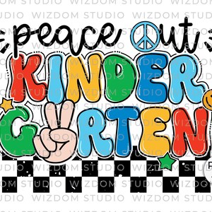 Peace Out Kindergarten PNG Image, Groovy School Retro Boy Design ...
