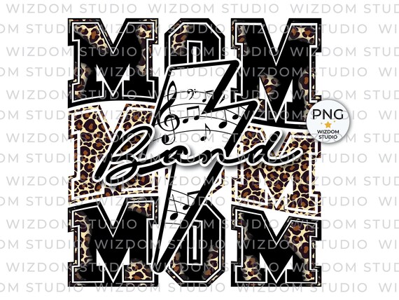 Band Mom PNG Image Marching Band Lightning Bolt Leopard Black - Etsy