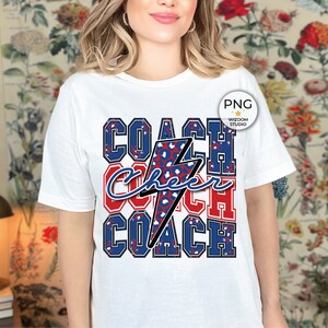Cheer Coach PNG Image, Lightning Bolt Cheer Leopard Blue Red Design ...