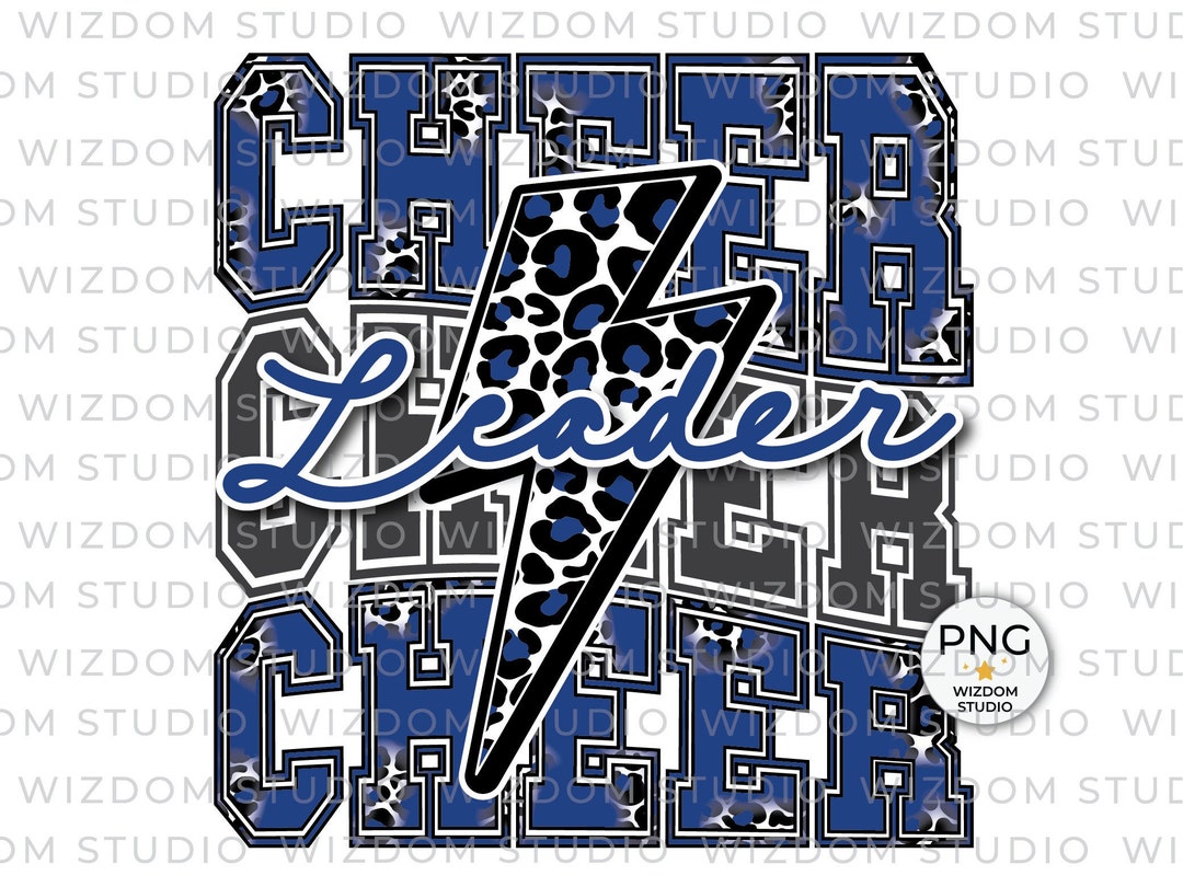Cheerleader PNG Image Lightning Bolt Cheer Leopard Blue - Etsy