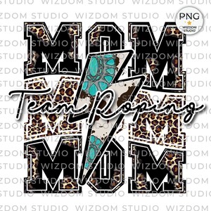 Team Roping Mom PNG Image, Lightning Bolt Rodeo Leopard Design ...