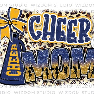 Cheer Mom PNG Image, Cheer Leopard Navy Gold Design, Sublimation ...