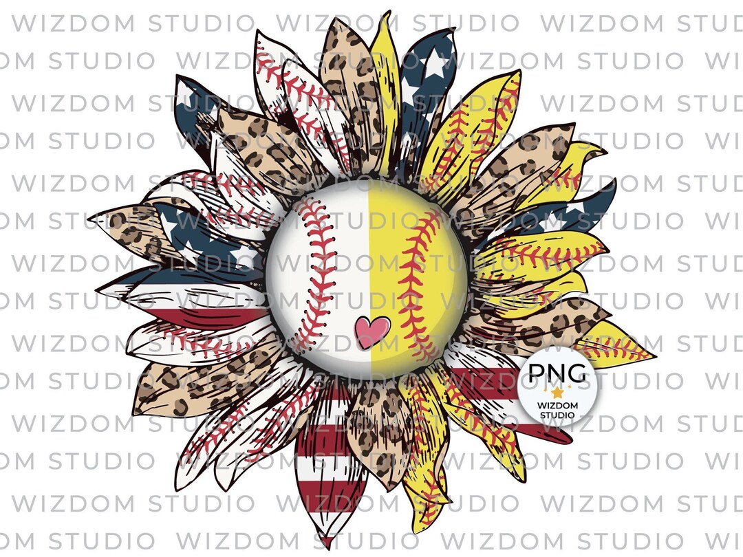 Baseball Softball Sunflower PNG Image, Baseball Softball Leopard ...