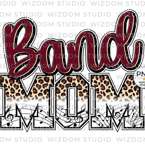 Band Mom PNG Image Black Gray Leopard Letters Marching Band - Etsy