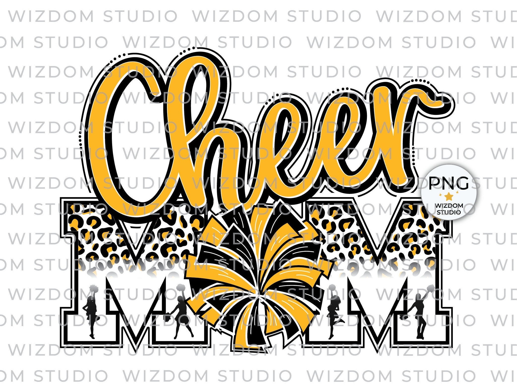 Cheer Mom PNG Image Leopard Cheer Yellow Gold Black Design - Etsy