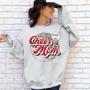Cheer Mom PNG Image, Cheer Red Black Leopard Retro Design, PNG File ...