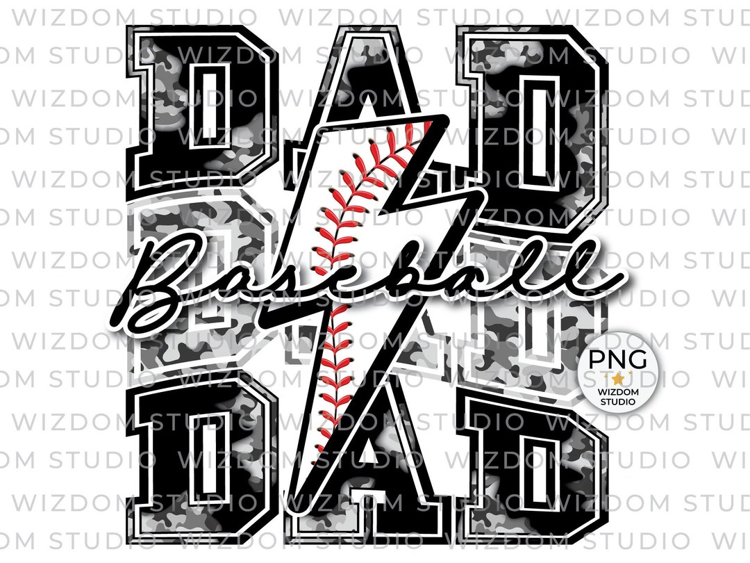 Baseball Dad PNG Image, Baseball Lightning Bolt Camo Black Design ...