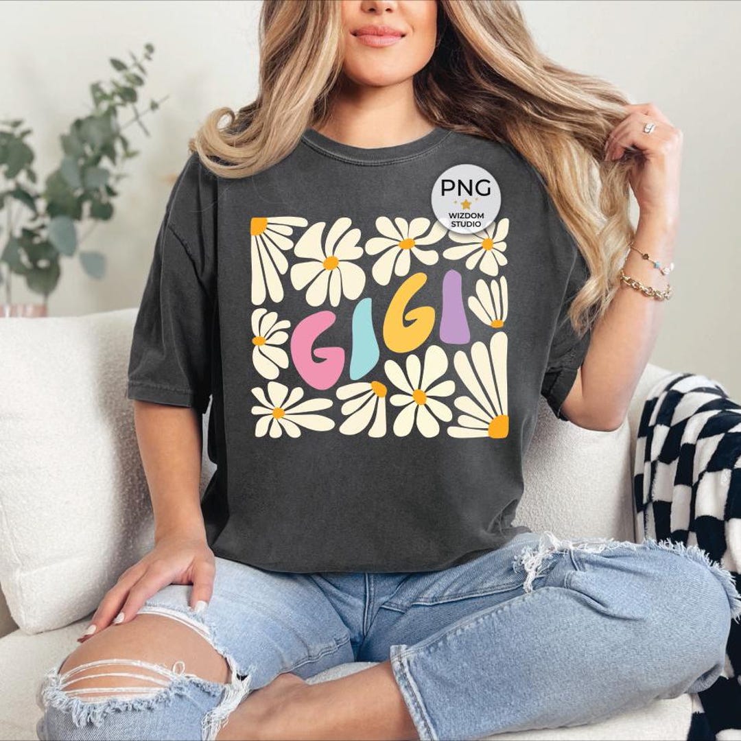 Gigi PNG Image, Daisies Floral Gigi Groovy Design, Sublimation Designs ...