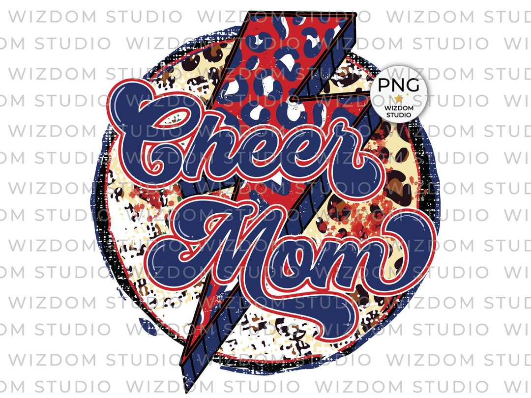 Cheer Mom PNG Image, Lightning Bolt Cheer Navy Blue Red Design ...