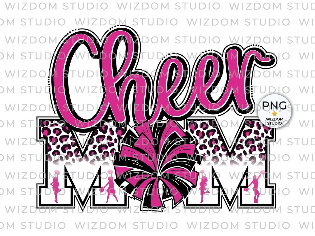 Cheer Mom PNG Image, Leopard Cheer Hot Pink Black Design, Sublimation ...