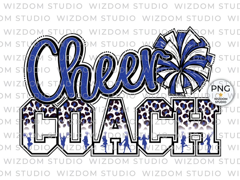 Cheer Coach PNG Image Leopard Cheer Blue White Design - Etsy
