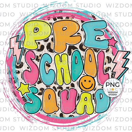 Preschool Squad PNG Image Back to School Design Sublimation - Etsy