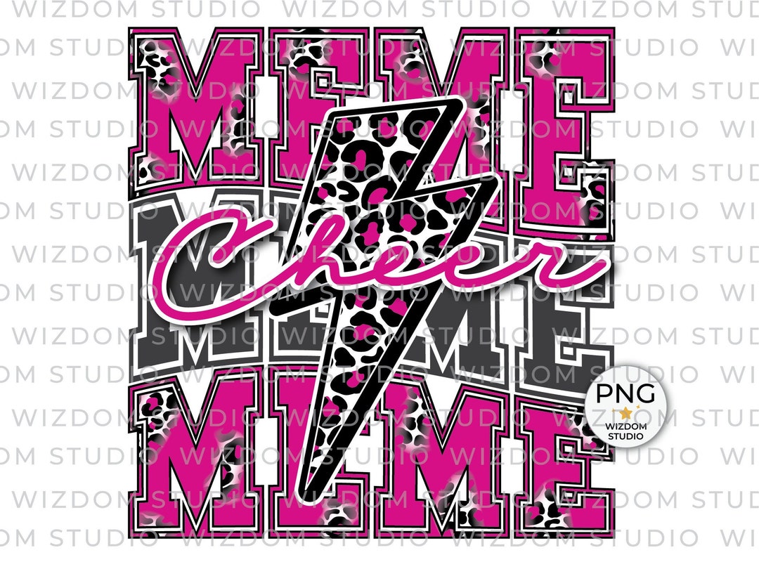 Cheer Meme PNG Image Lightning Bolt Cheer Leopard Pink - Etsy