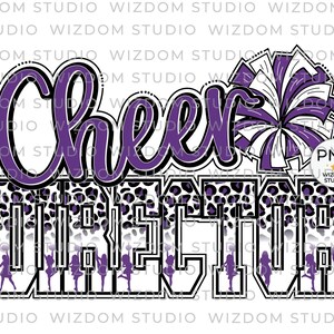 Cheer Director PNG Image, Purple Cheer Leopard Design, Sublimation ...