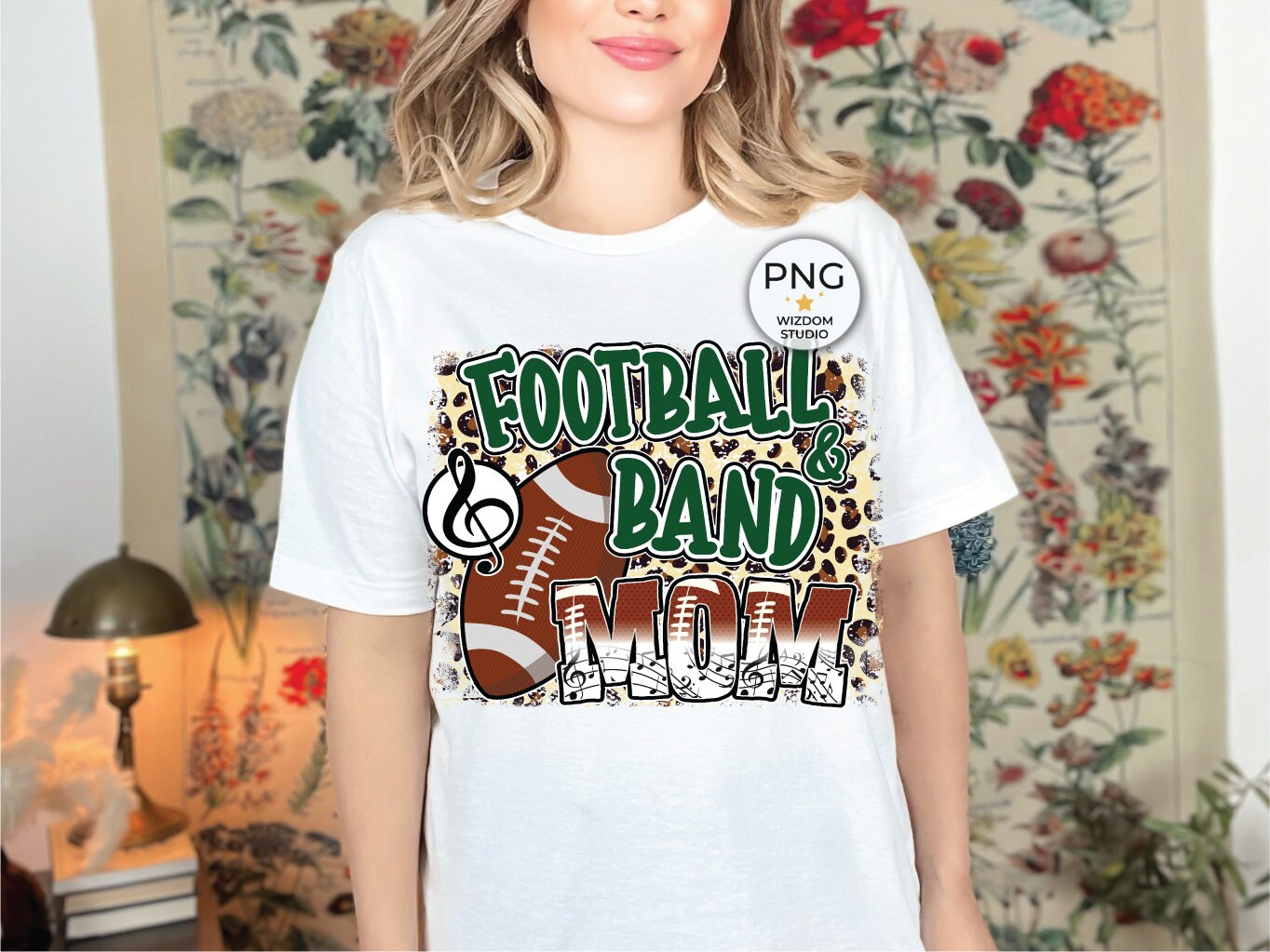 Football & Band Mom PNG Image, Mom of Both Leopard Green Design ...