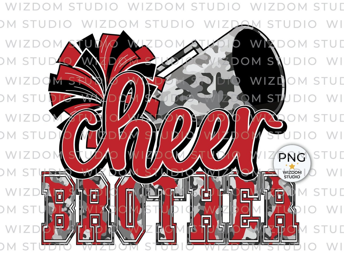 Cheer Brother PNG Image Red Camo Cheer Poms & Megaphone - Etsy