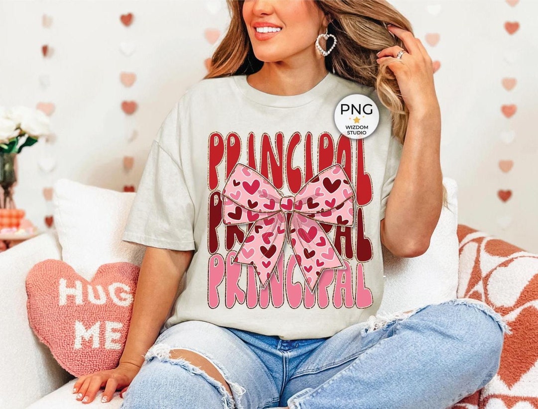 Principal PNG Image, Valentine Teacher Coquette Bow Design, Sublimation ...