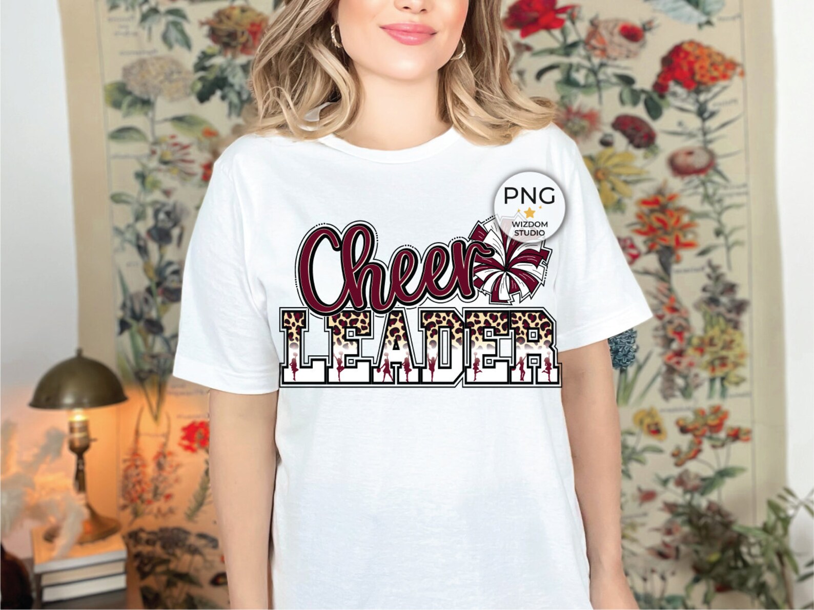 Cheerleader PNG Image, Leopard Cheer Maroon Design, Sublimation Designs ...