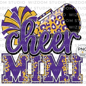 Cheer Mimi PNG Image, Leopard Cheer Purple Gold Design, Sublimation ...