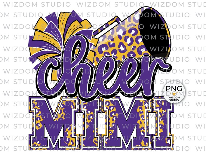 Cheer Mimi PNG Image, Leopard Cheer Purple Gold Design, Sublimation ...