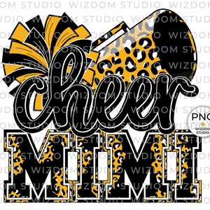 Cheer Mimi PNG Image, Leopard Cheer Black Gold Design, Sublimation ...