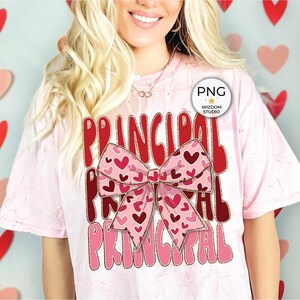Principal PNG Image, Valentine Teacher Coquette Bow Design, Sublimation ...