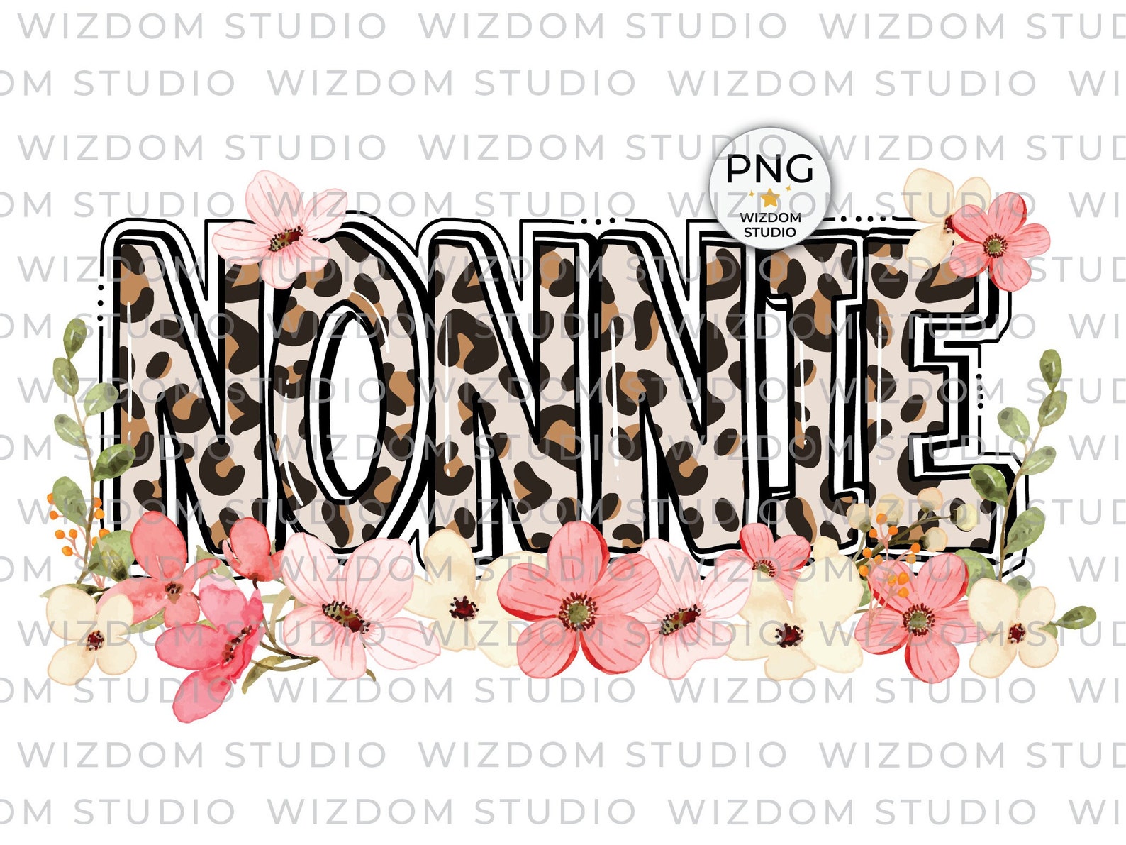 Nonnie PNG Image, Leopard Floral Design, Sublimation Designs Downloads ...