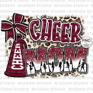 Cheer Mom PNG Image, Cheer Leopard Maroon Design, Sublimation Designs ...