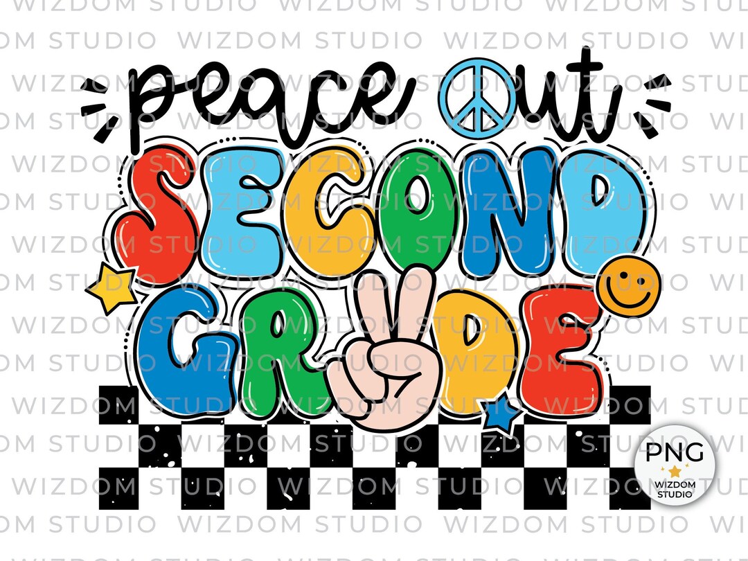 Peace Out Second Grade PNG Image Groovy School Retro Boy - Etsy