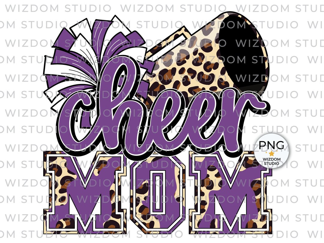 Cheer Mom PNG Image Purple Leopard Cheer Poms & Megaphone - Etsy Canada