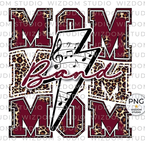 Band Mom PNG Image Marching Band Lightning Bolt Leopard Black - Etsy