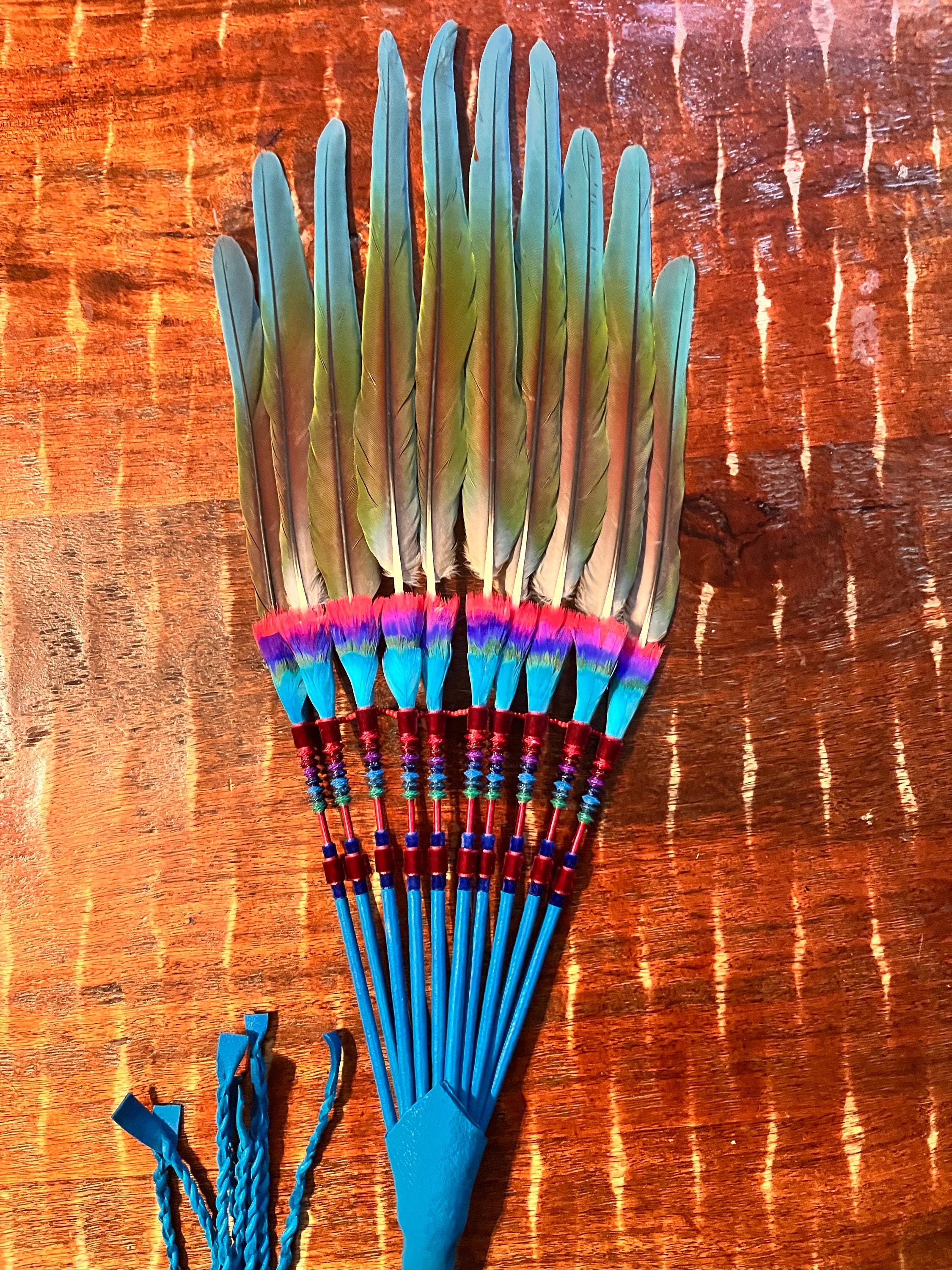 Beautiful Macaw NAC Prayer Fan, Feather Peyote Ceremony Tool, Alter and ...