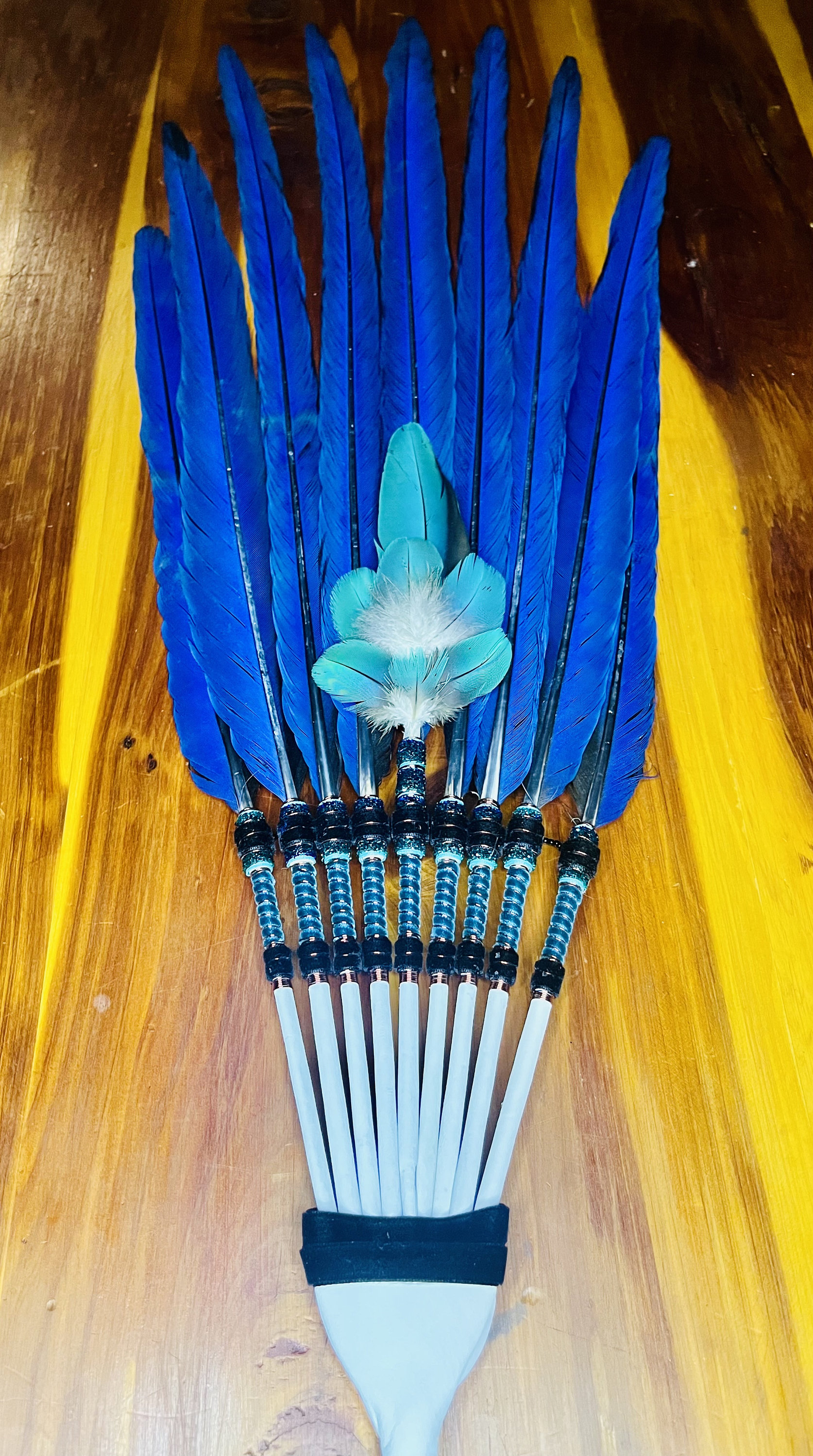 Beautiful Rare Hyacinth Macaw Feather Fan, NAC, Native American Church ...