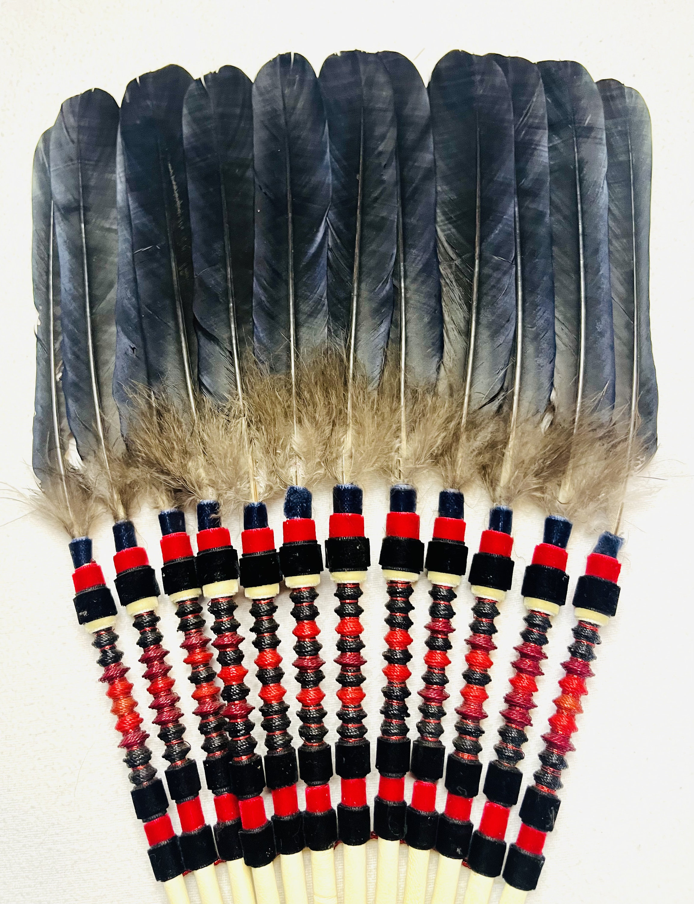 Beautiful English Crow Feather Ceremonial Fan, NAC Native American ...