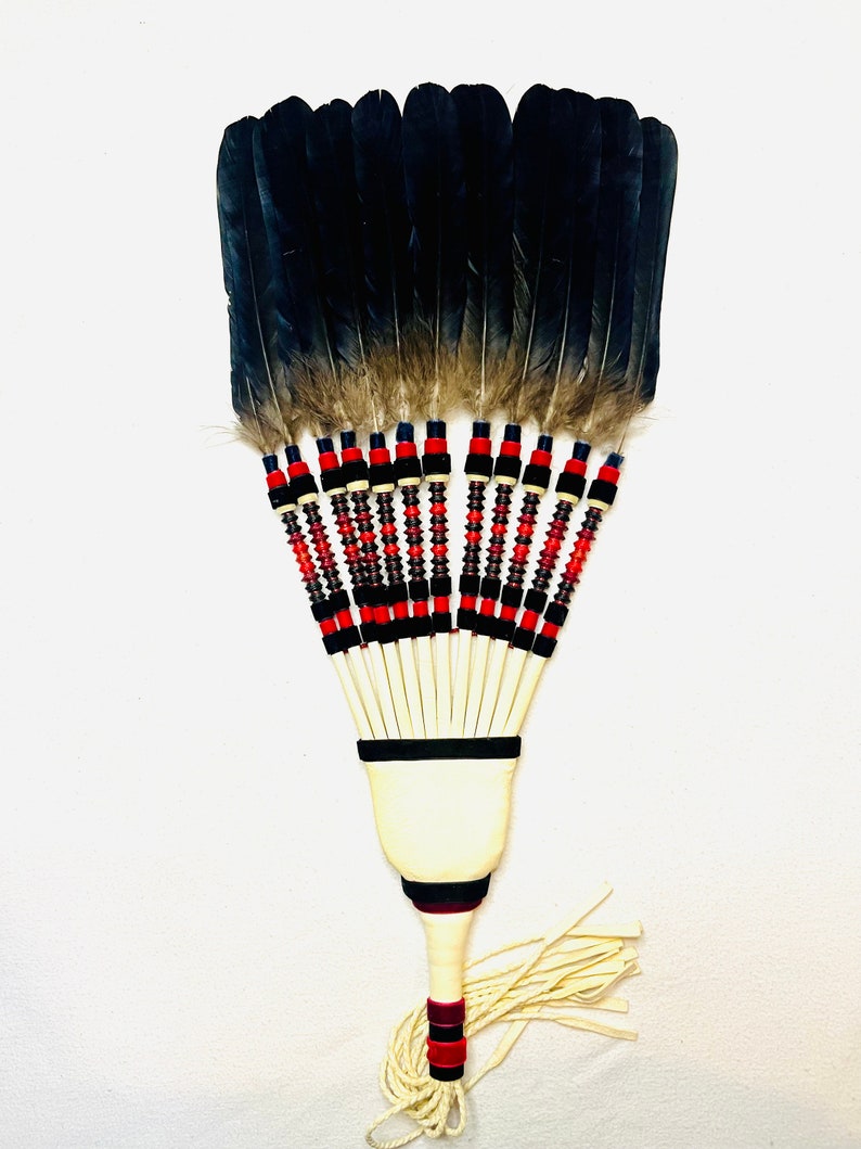 Beautiful English Crow Feather Ceremonial Fan, NAC Native American ...