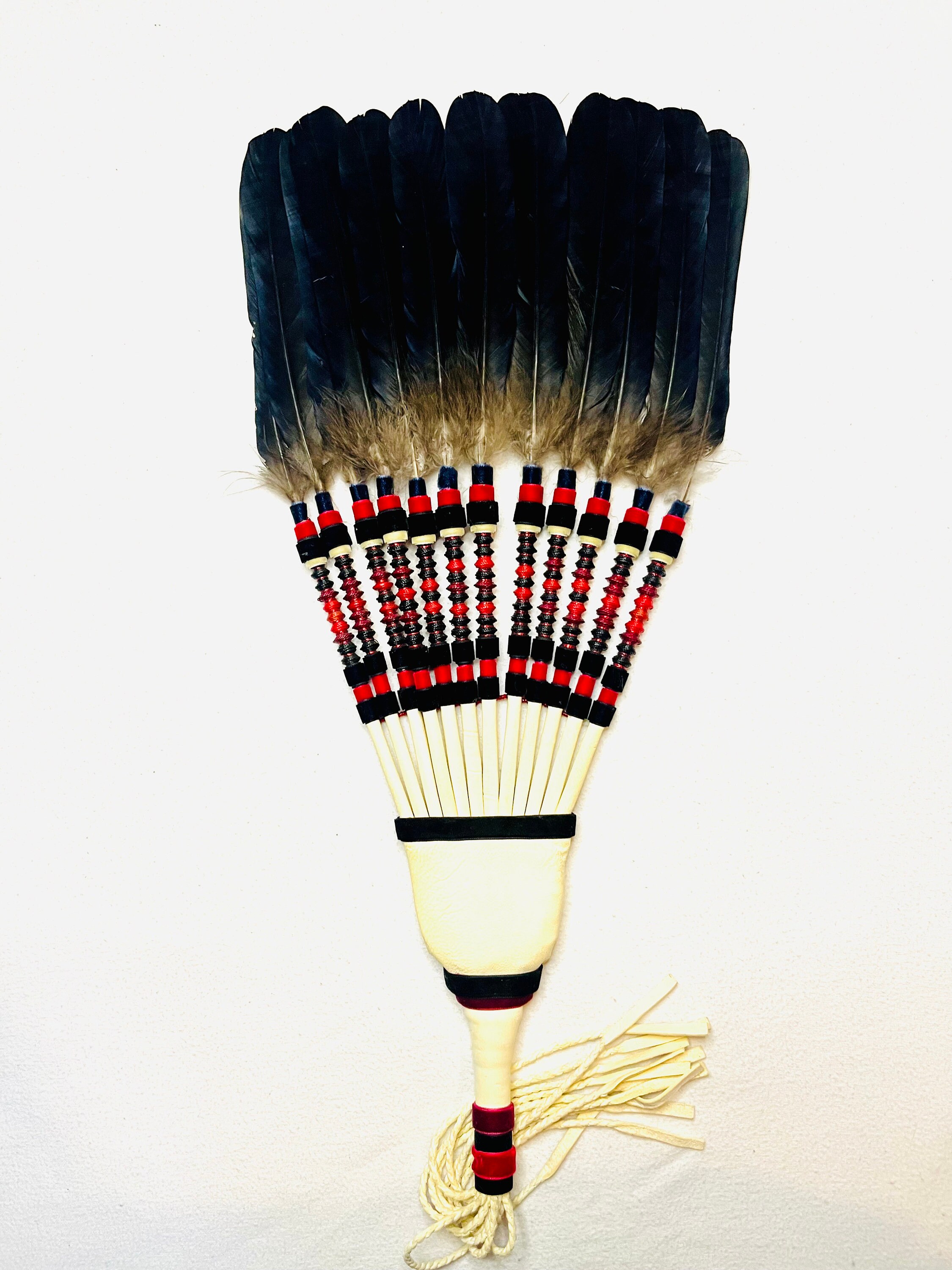 Beautiful English Crow Feather Ceremonial Fan, NAC Native American ...