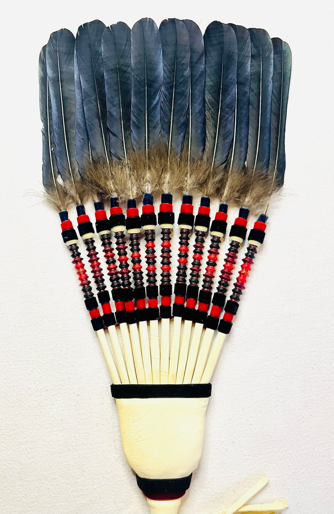 Beautiful English Crow Feather Ceremonial Fan, NAC Native American ...