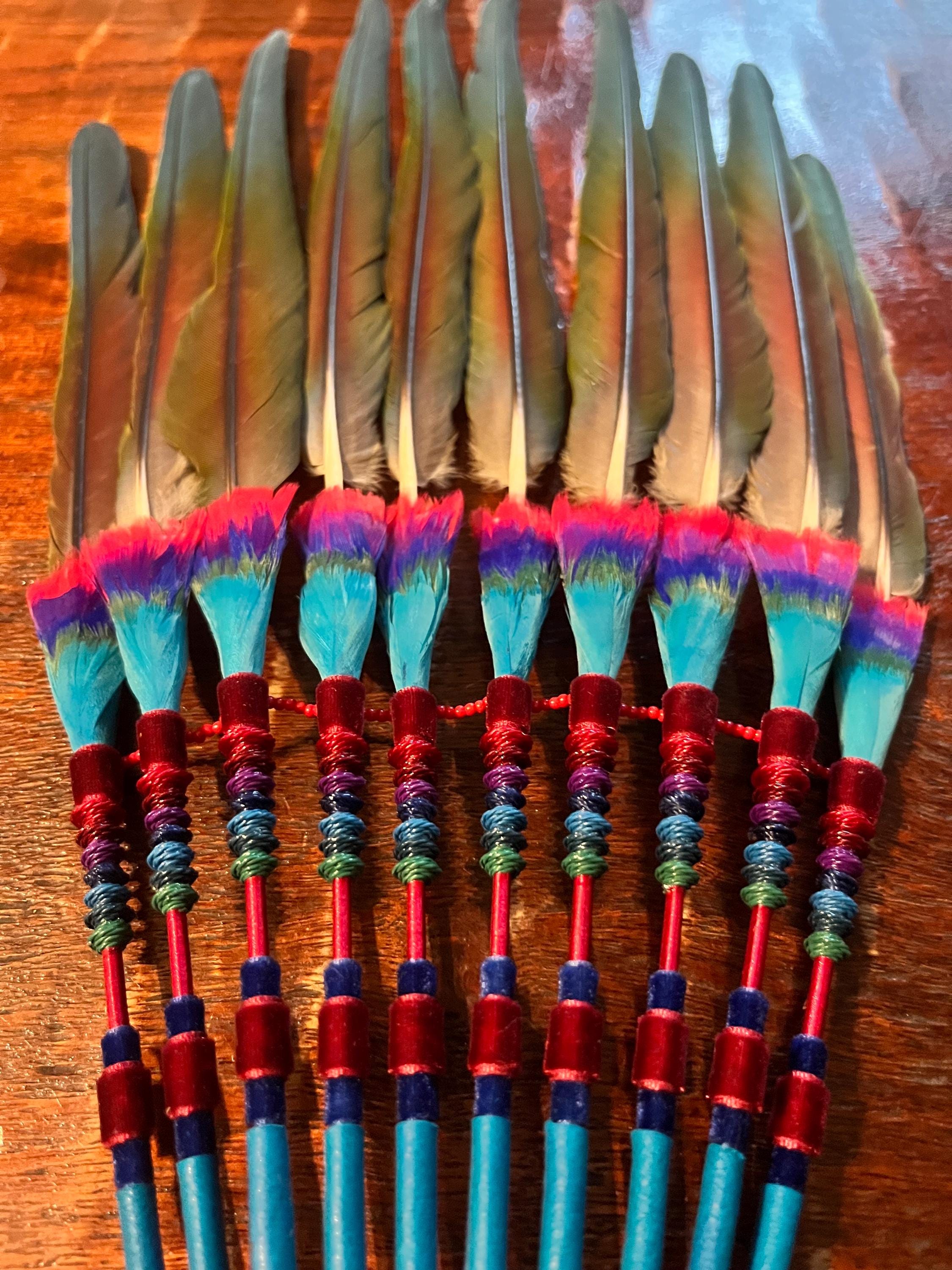 Beautiful Macaw NAC Prayer Fan, Feather Peyote Ceremony Tool, Alter and ...