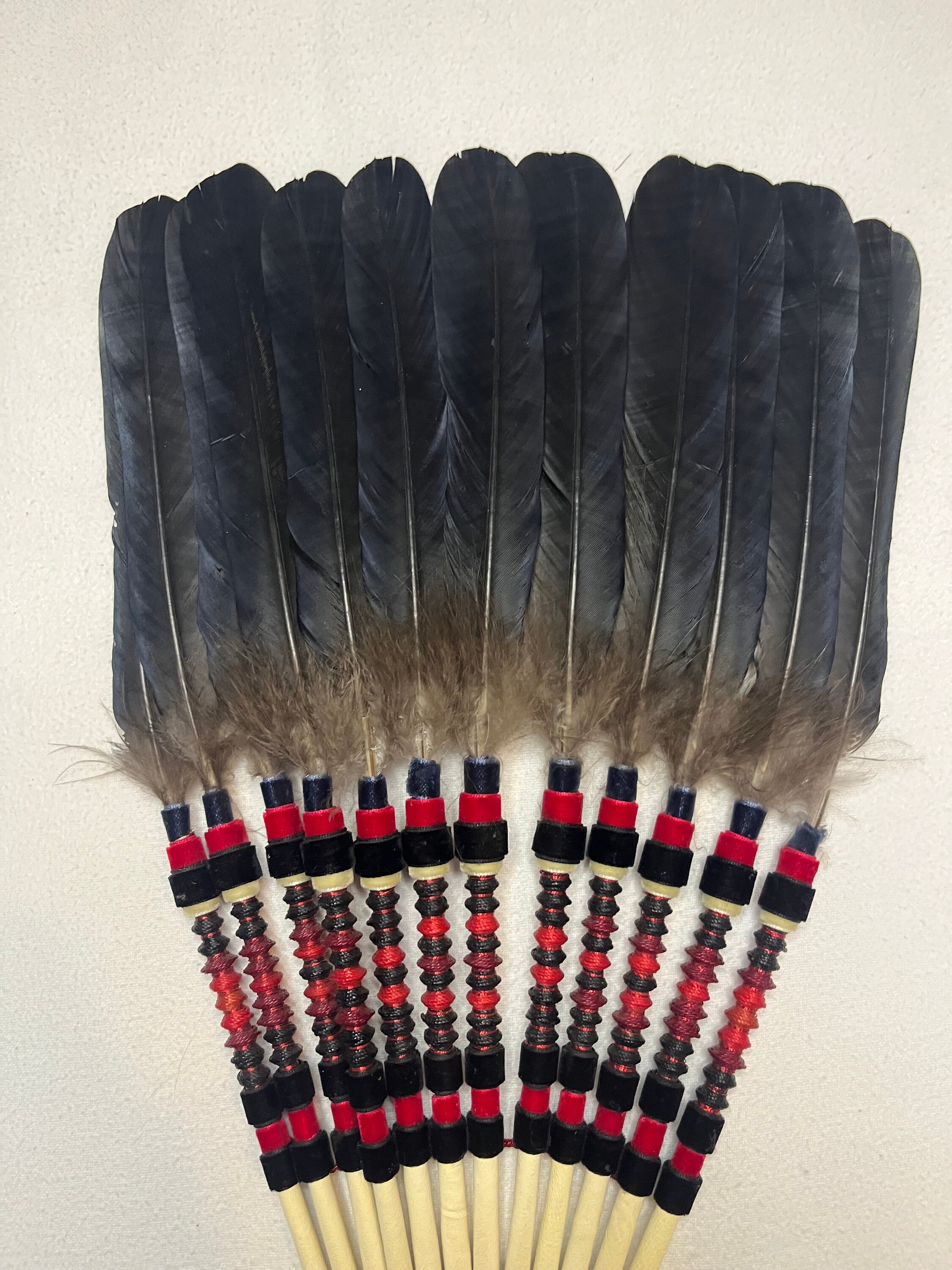 Beautiful English Crow Feather Ceremonial Fan, NAC Native American ...
