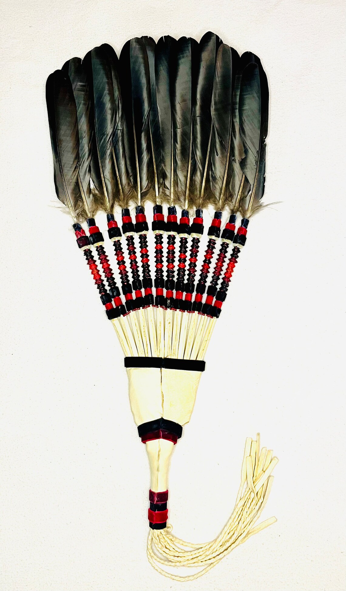 Beautiful English Crow Feather Ceremonial Fan, NAC Native American ...
