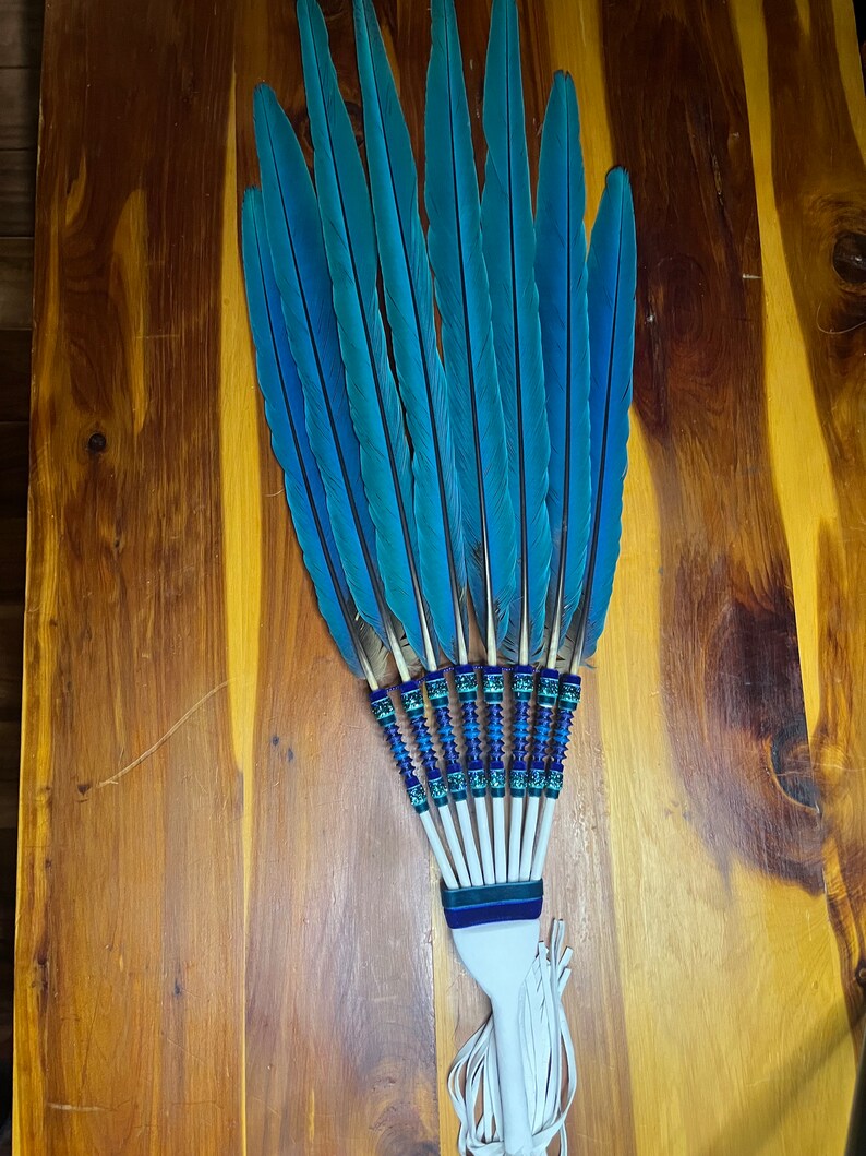 Beautiful Blue and Gold Macaw NAC Native American Church Feather Fan - Etsy