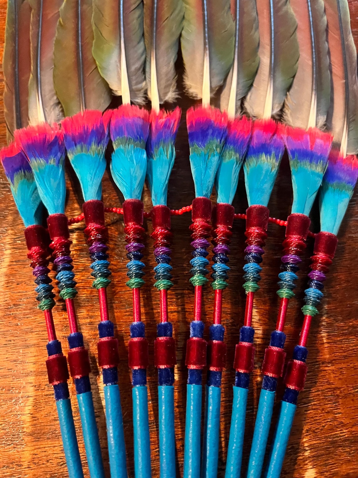 Beautiful Macaw NAC Prayer Fan, Feather Peyote Ceremony Tool, Alter and ...