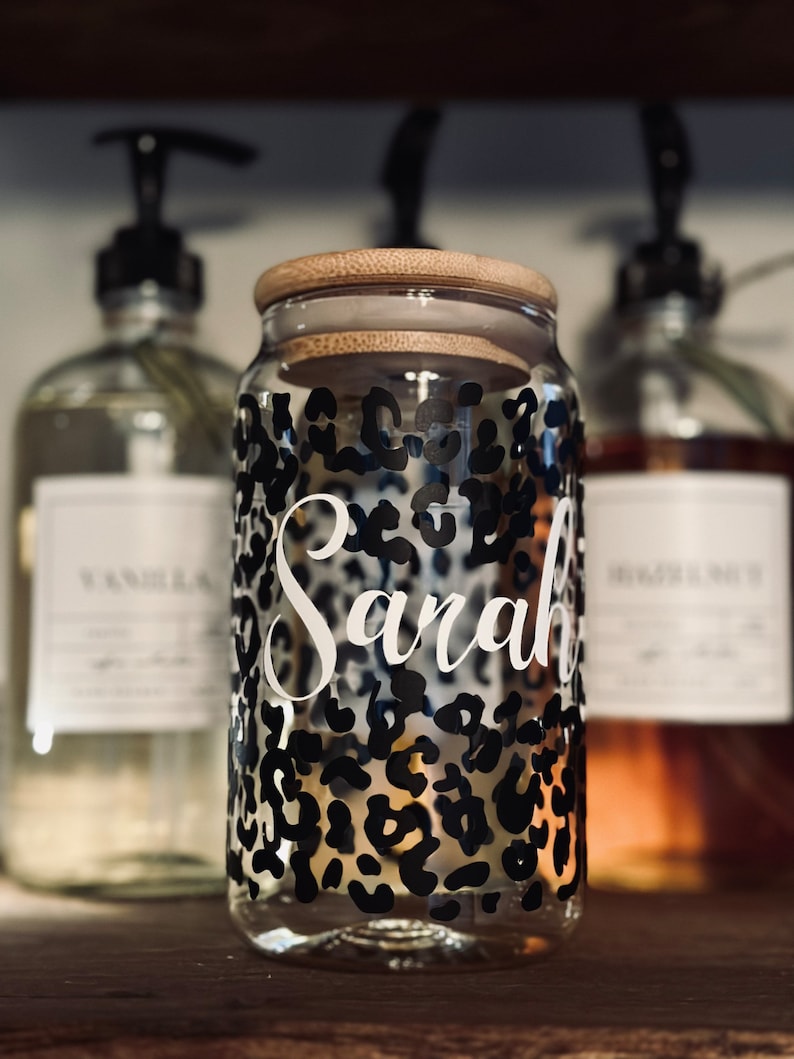 Cheetah Print Glass Cup Soda Leopard Print Personalized Name Glass Cup ...