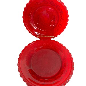 4 Ruby Red Hoff Interieur Pressed Glass Plates/shallow Bowls /made in ...