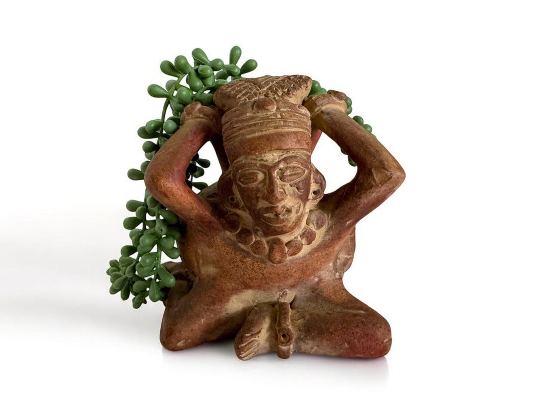 Vintage Terra-cotta Aztec Mayan Planter, Mexico Art Pottery,tribal ...