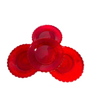 4 Ruby Red Hoff Interieur Pressed Glass Plates/shallow Bowls /made in ...