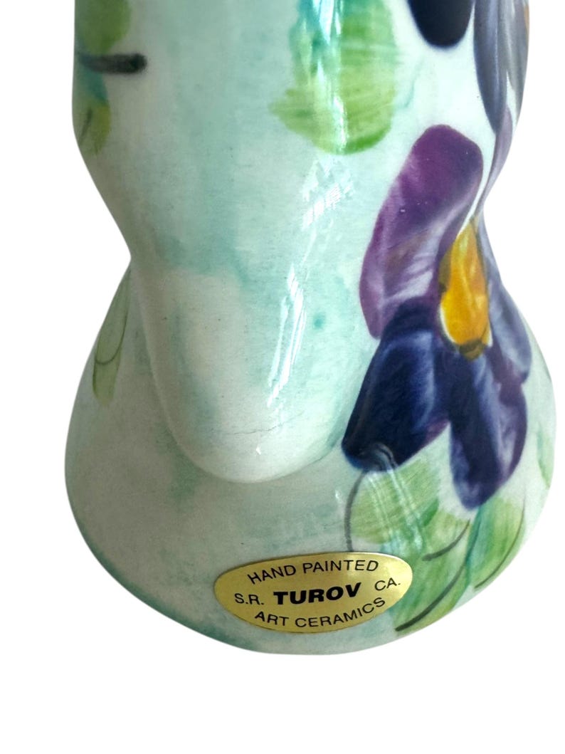 Turov Hand Painted Ceramic Turtle / Cottagecore/ Purple Flowers/vintage ...